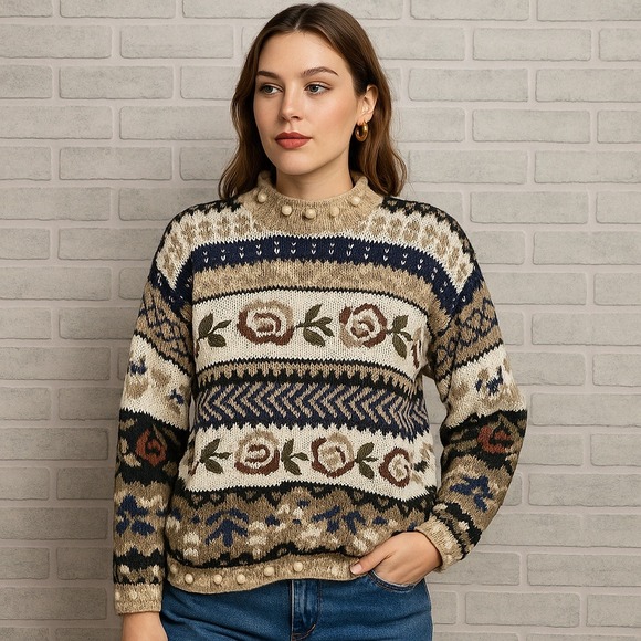 Express | Sweaters | Vintage 8s 90s Express Cie Internationale Handknit ...
